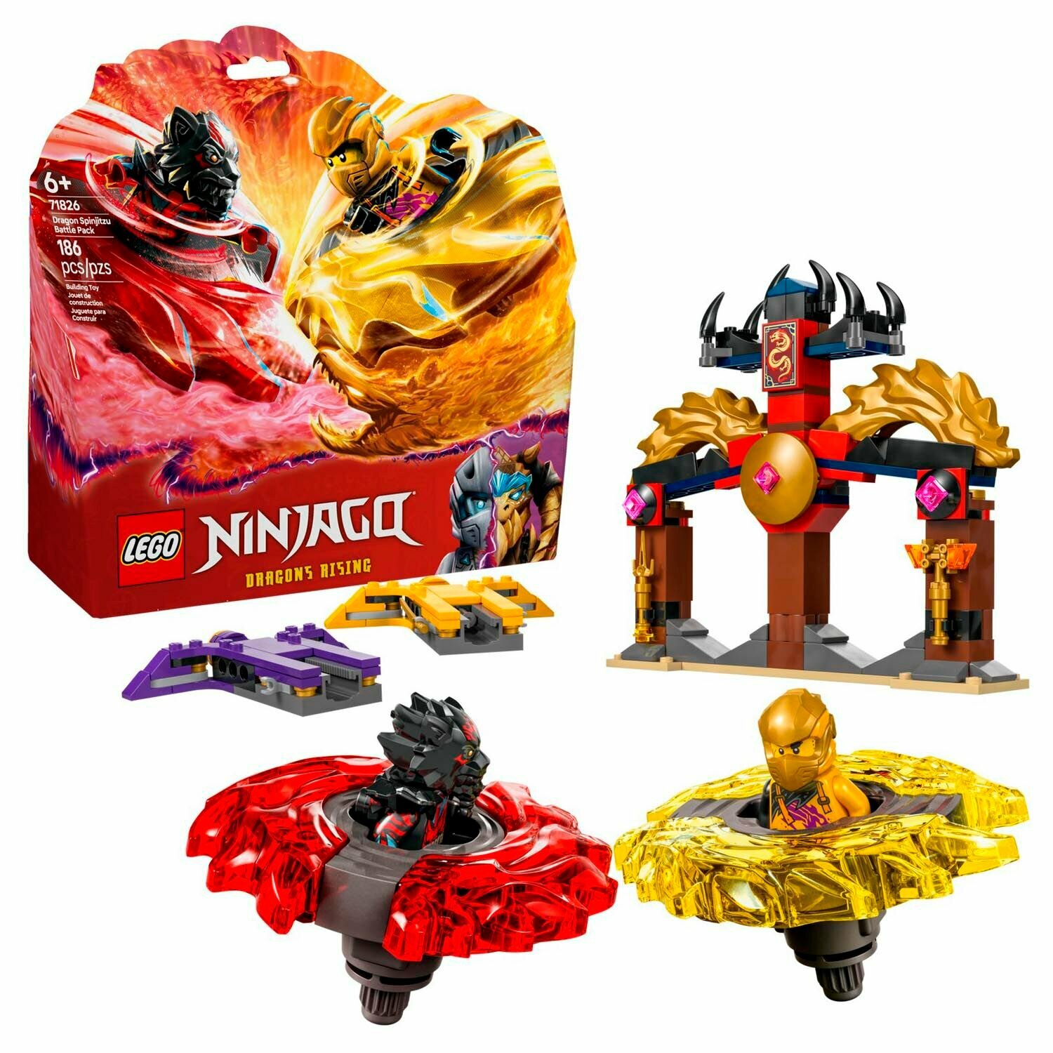 Конструктор детский LEGO Ninjago Боевой набор Кружитцу Дракона, 186 деталей, возраст 6+, 71826