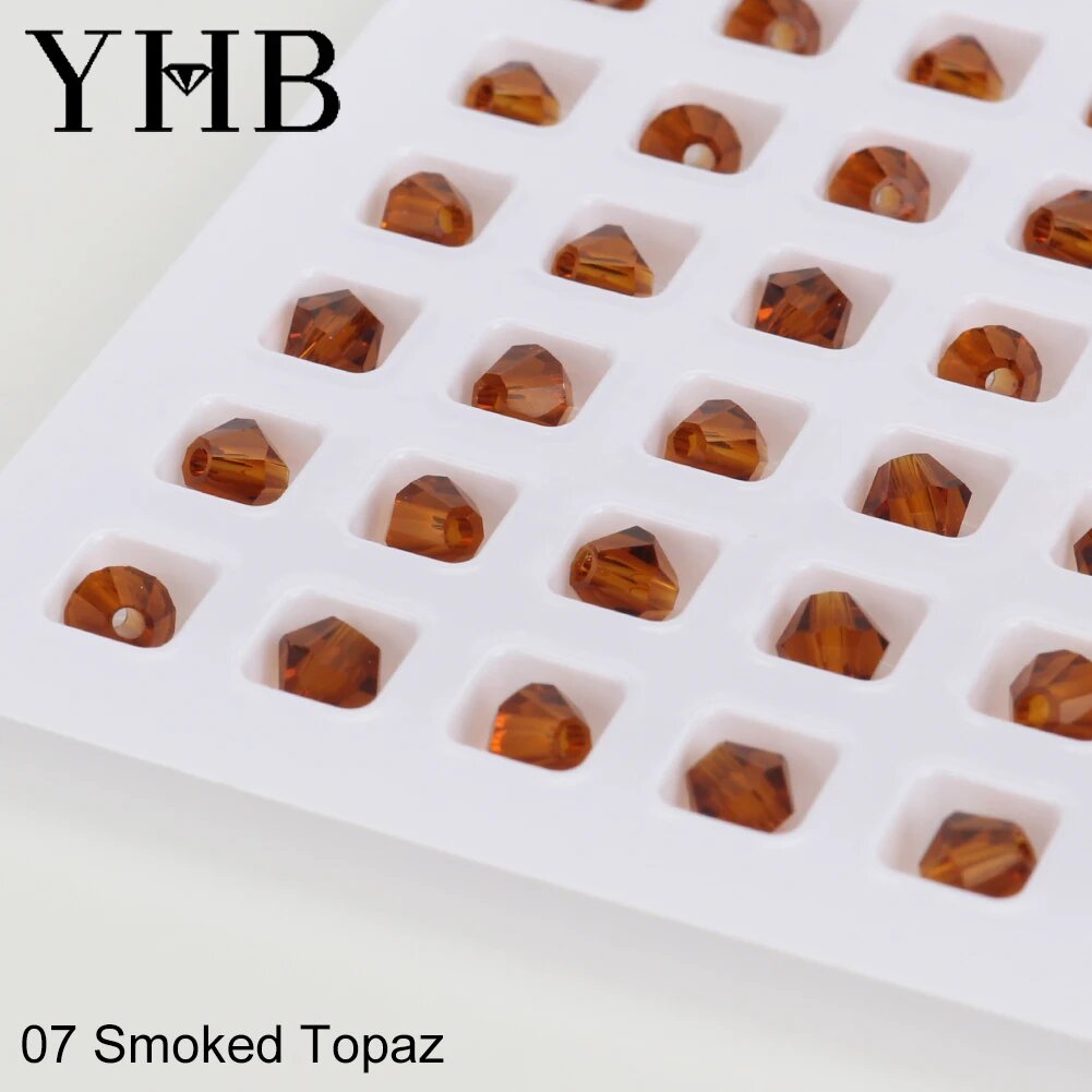 Бусины стеклянные YHB, 07 Smoked Topaz, коричневые