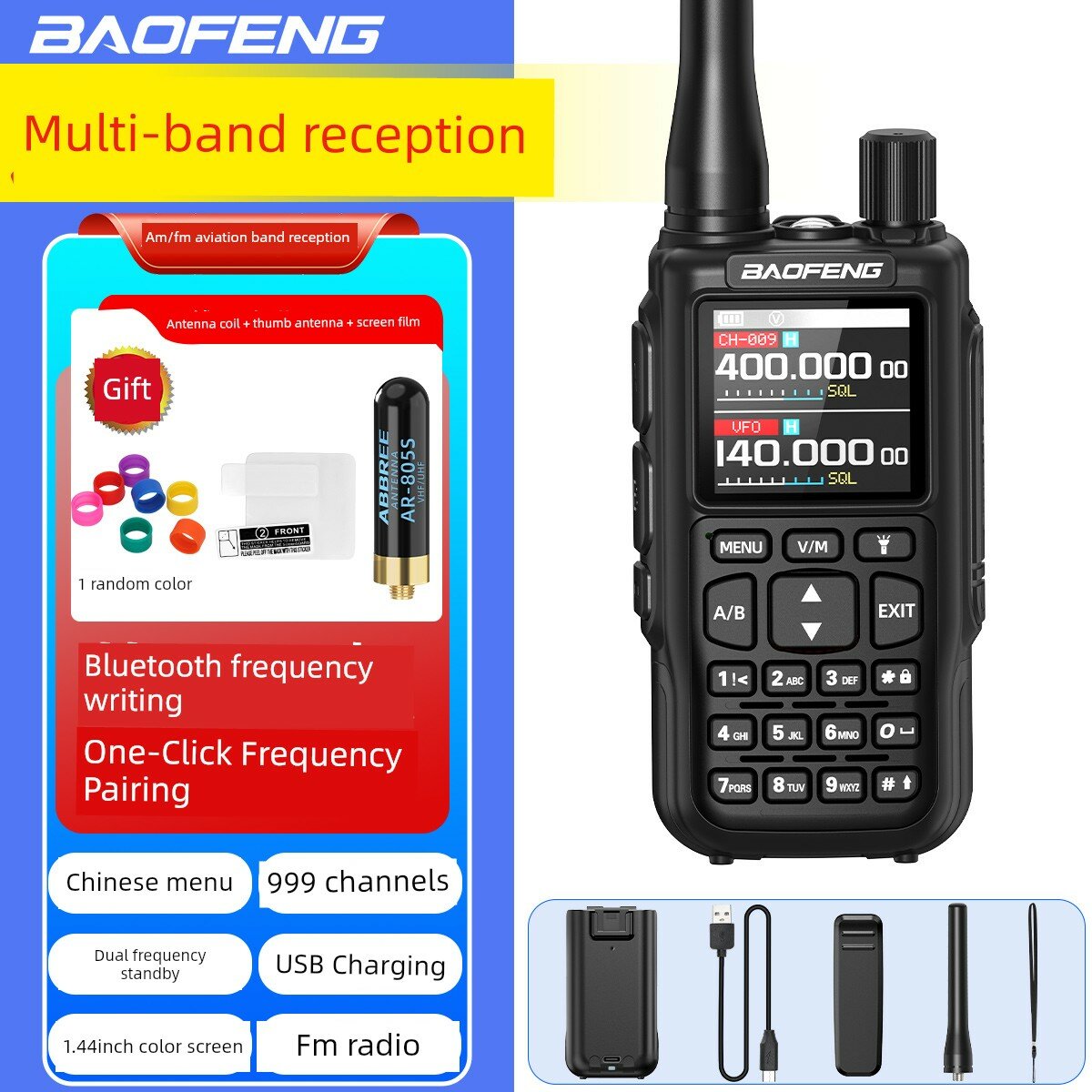 Baofeng Mini5 Эбонитовый чёрный переносной двухсторонний радио для кемпинга, походов, лыж - 1 шт
