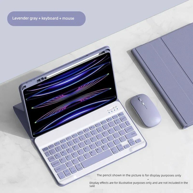 Чехол-клавиатура для iPad 10.2 дюйма с магнитной подставкой и беспроводной мышью для 7/8/9 поколения, серый