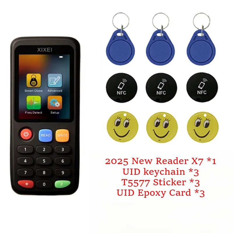 RFID-считыватель X7, набор UID-ключей, стикеров и карт