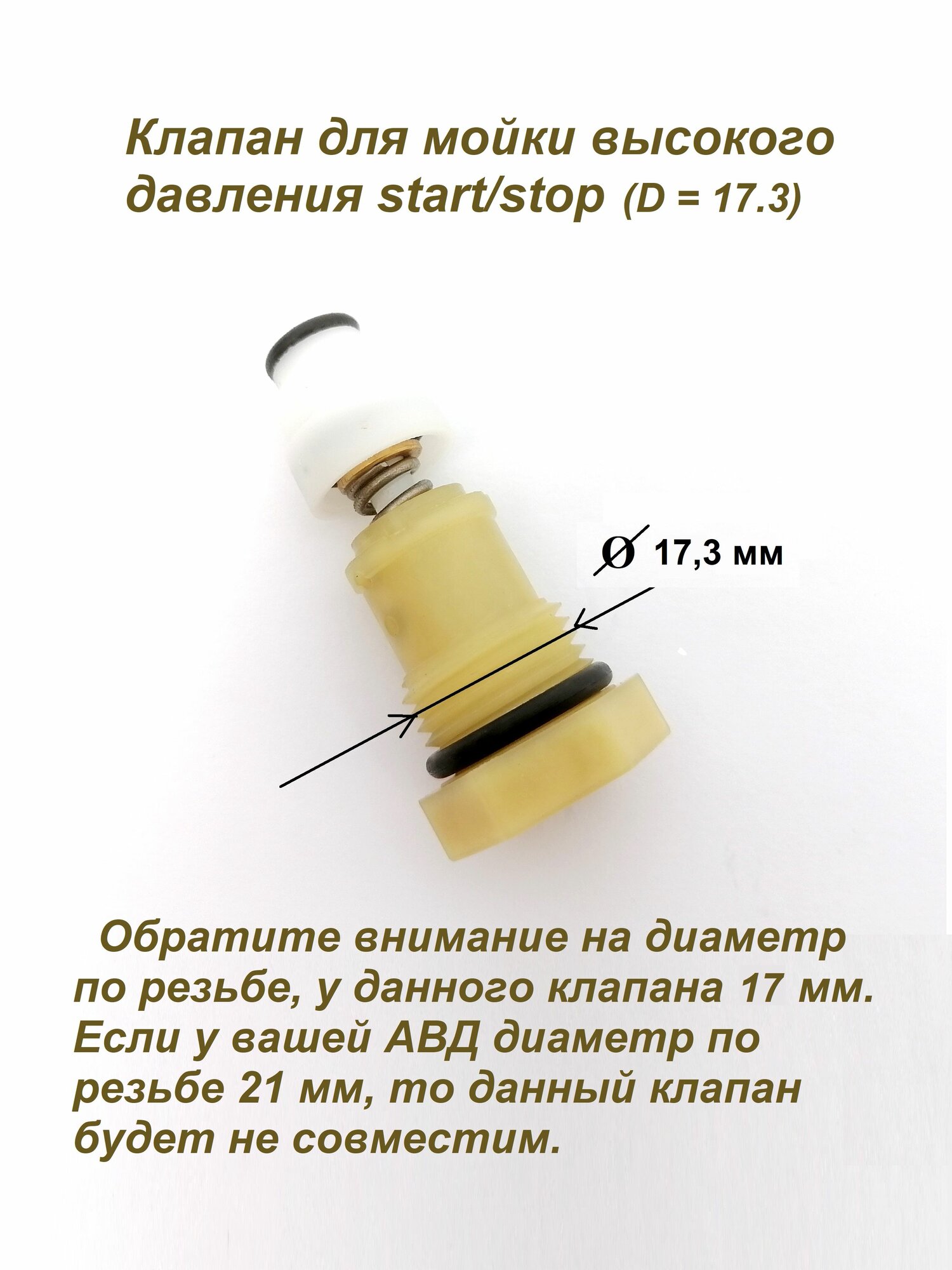 Клапан для мойки высокого давления (диаметр 17.3 мм)