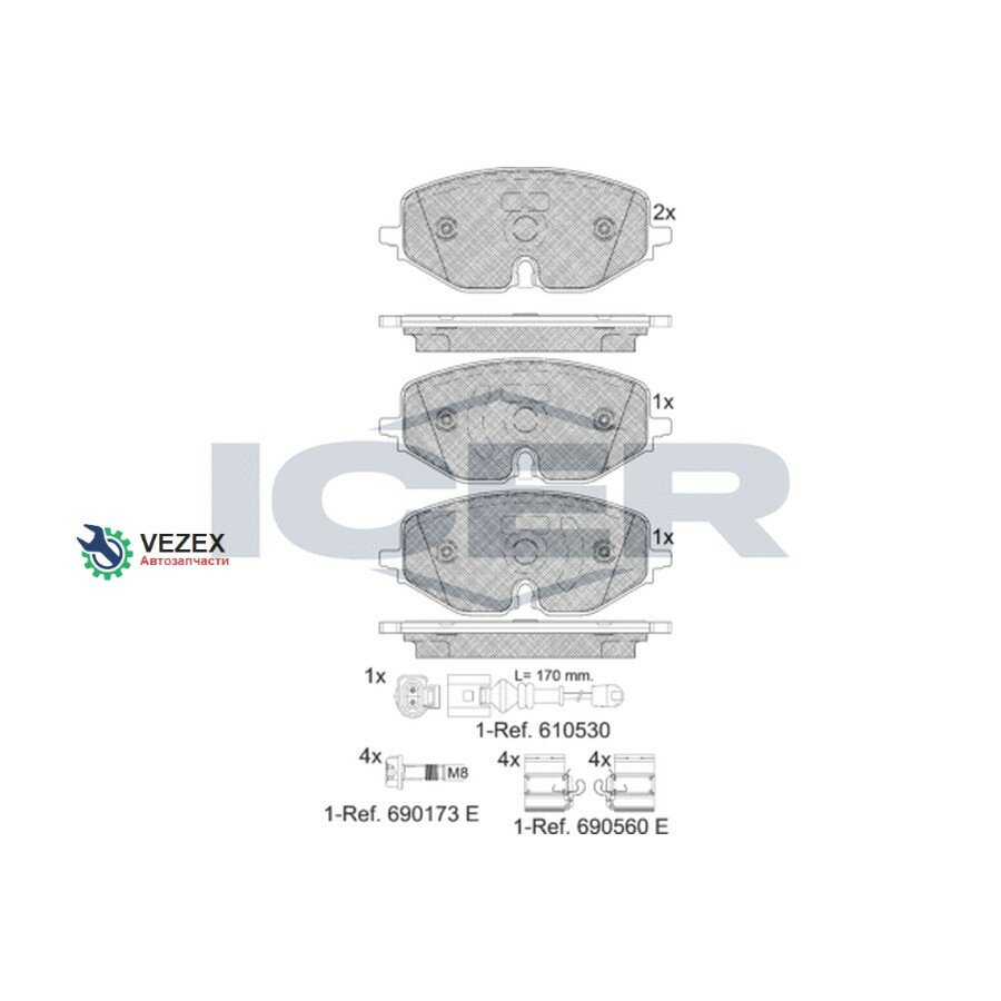 ICER 182369 182369 колодки дисковые передние!\ Audi A3/VW Golf VII 1.2TSI-1.8TFSI/2.0TDI 12>