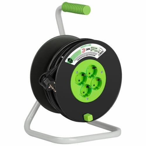 Удлинитель на пластик. катушке 4х20м с заземл. KAT-3x1.5-20m Greenline ПВС 3х1.5 Эра Б0065135