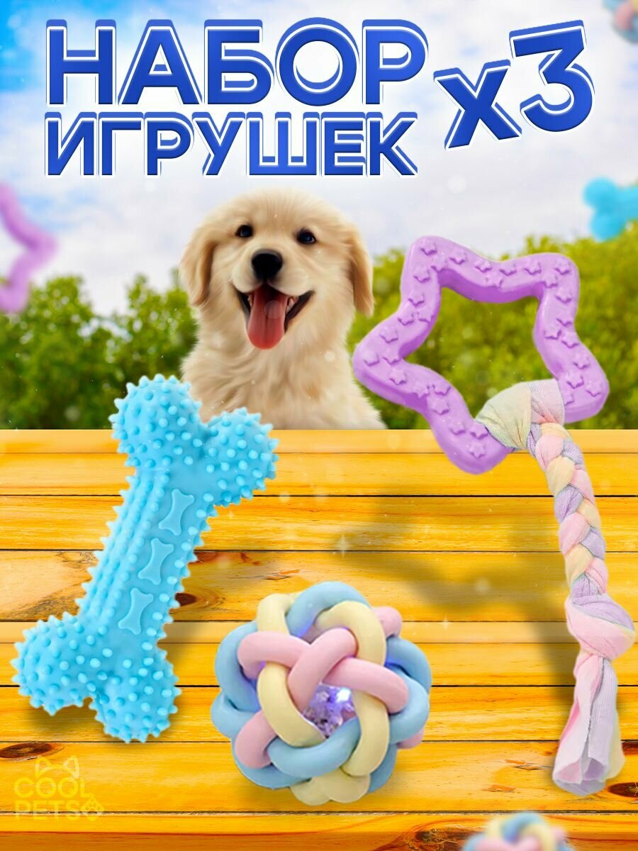 Игрушки для собак, набор жевательный для здоровья дёсен взрослых и щенков из 3 предметов