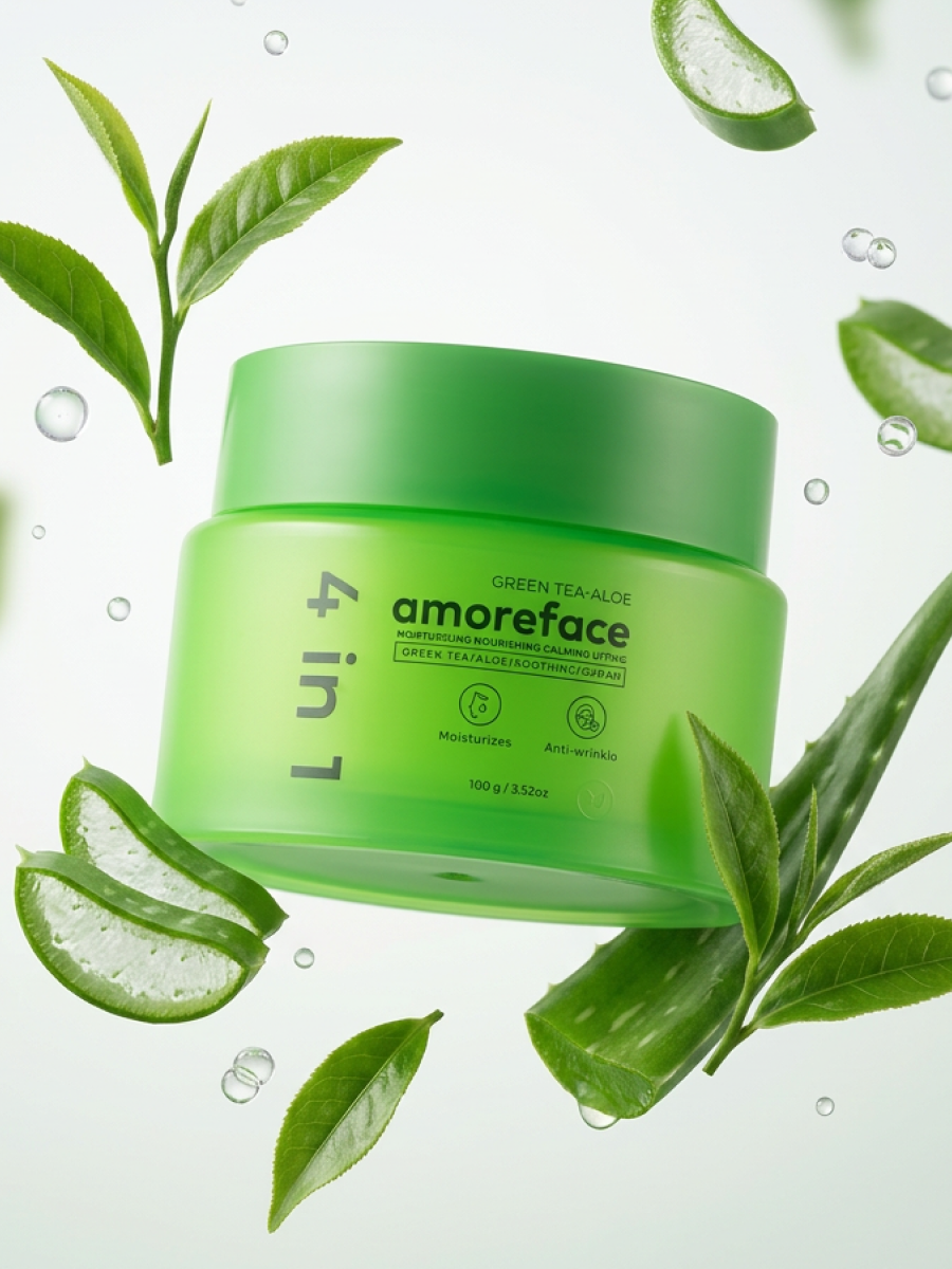 Amoreface Крем для лица 4 в 1 с зелёным чаем и алоэ / Green Tea-Aloe Soothing Cream, 100 г