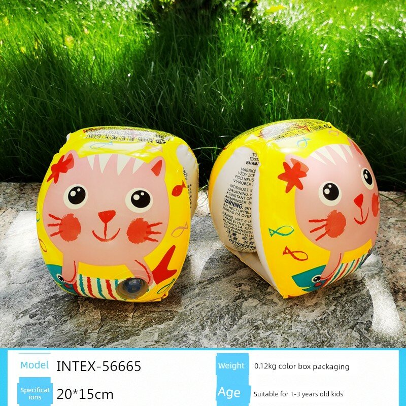 INTEX Надувной круг для рук с изображением кошки для детей 1-3 лет маленькая плавучая игрушка