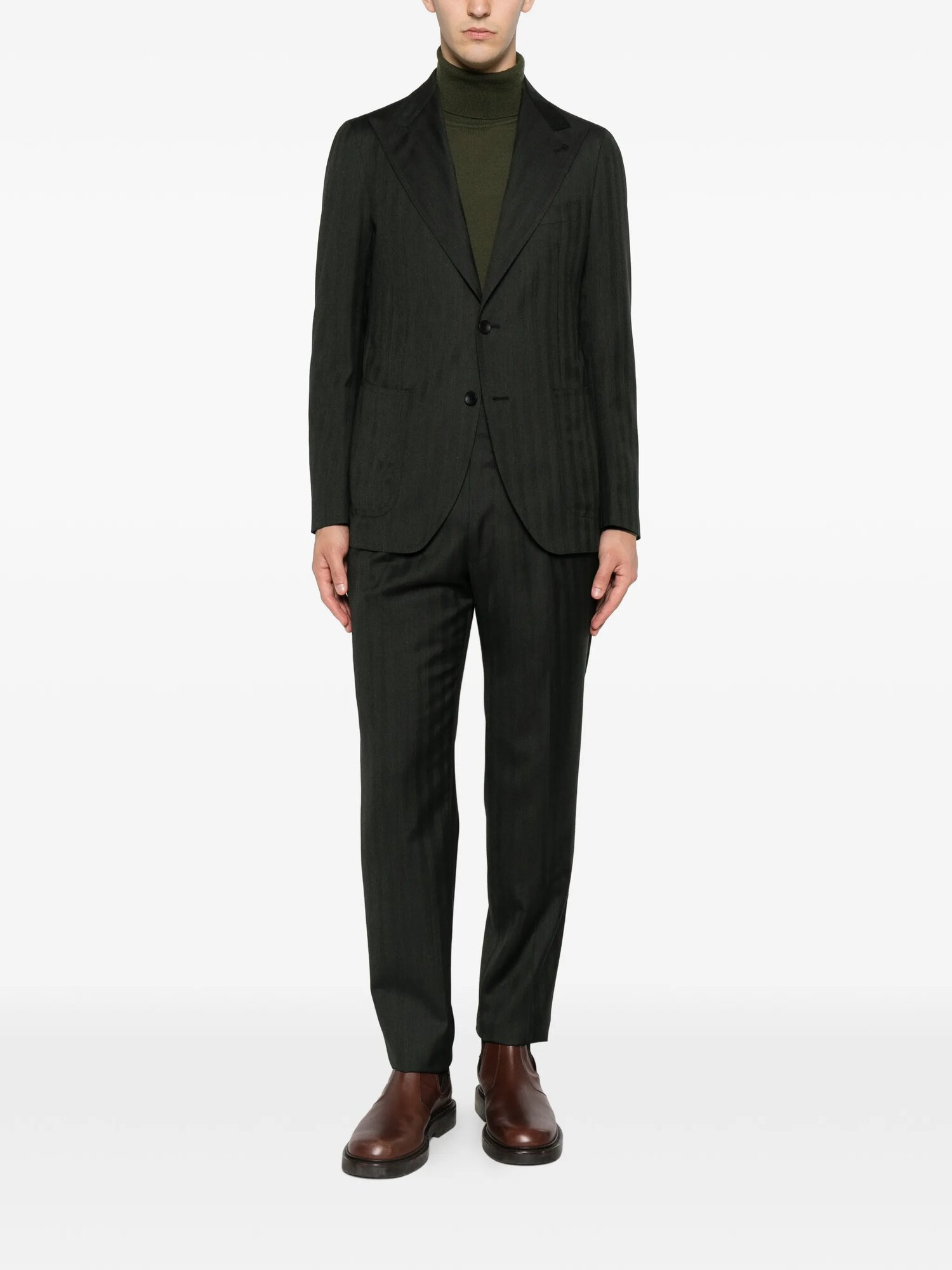 Комбинезон Tagliatore Herringbone single-breasted suit, размер 48, зеленый — фото 1