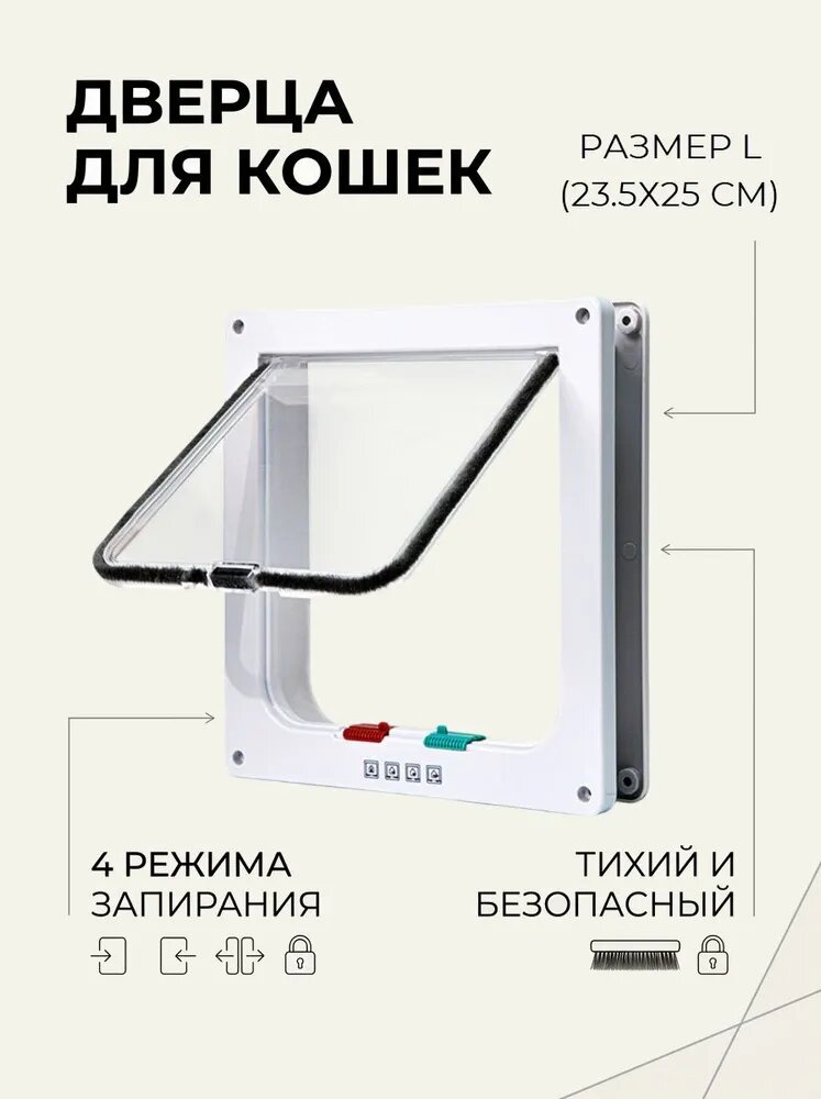 Дверца для животных L, 23.5х25см (внутр. 18х19) белая