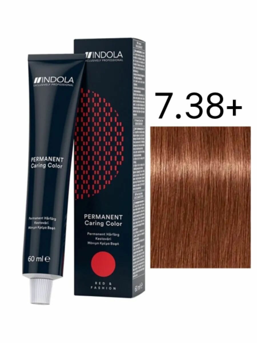 Indola Red and Fashion 7.38+ Средний русый золотистый шоколадный интенсивный Стойкая крем-краска для волос 60 мл