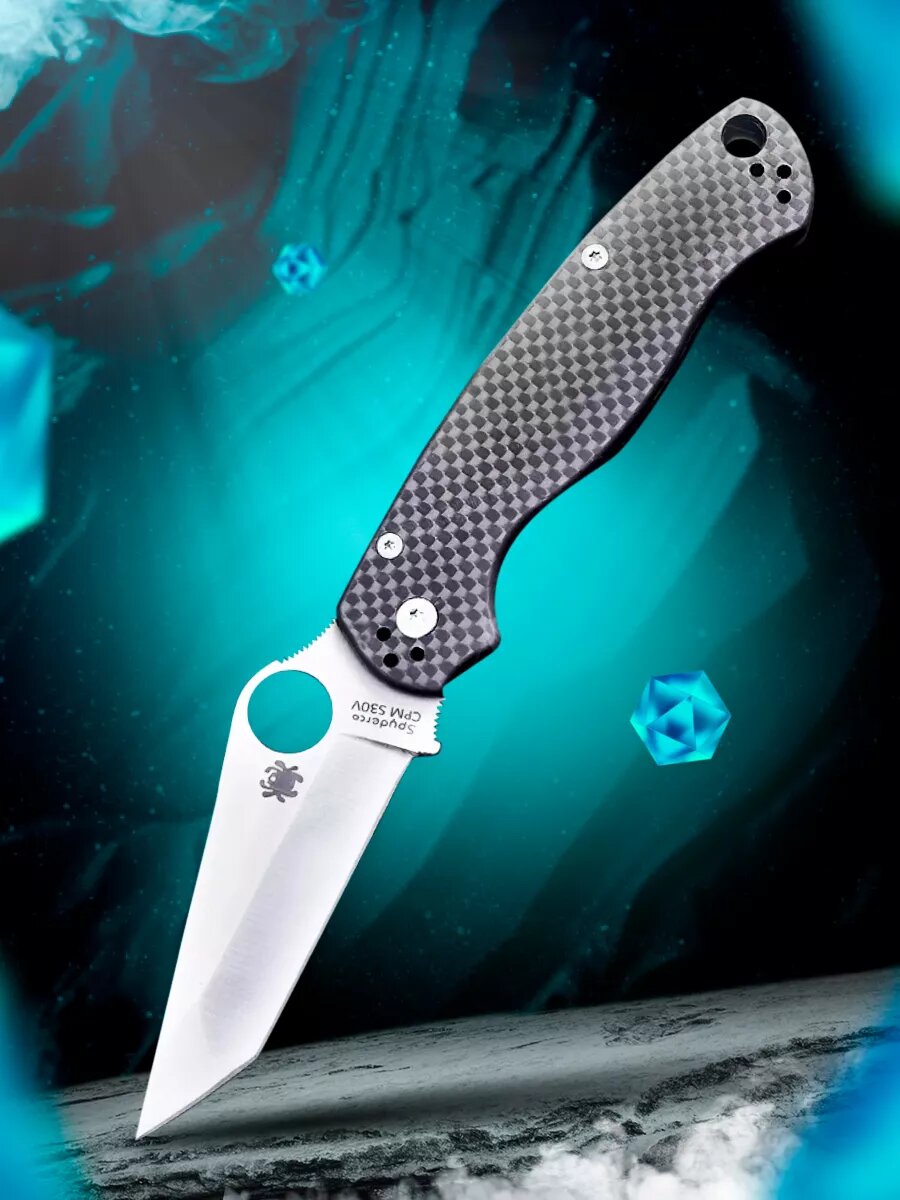 Складной нож Spyderco "Para Military 2", с клинком Танто, замок Compression-Lock,
