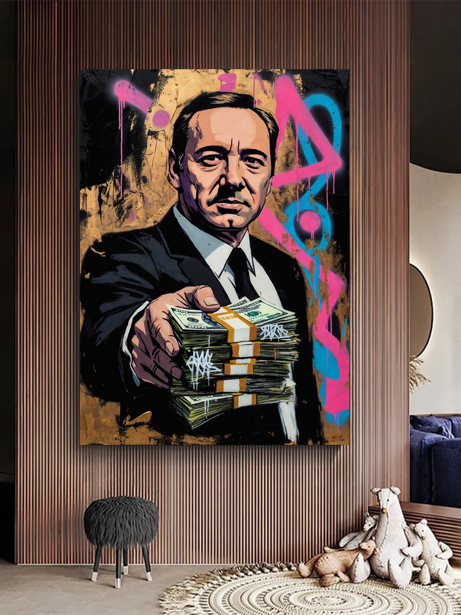Картина на холсте «Kevin Spacey: поп-арт портрет Кевина», средний формат 40×60 см для гостиной