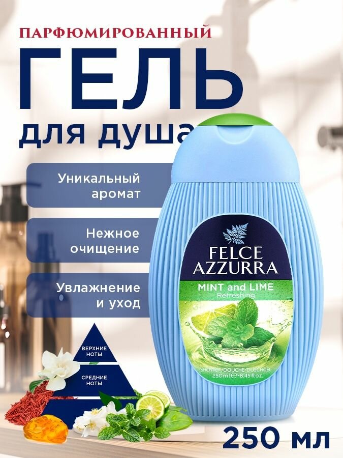 Гель для душа женский парфюмированный Мята и Лайм, 250 мл
