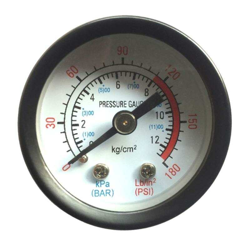Манометр двухшкальный 0–180 PSI / 0–12 бар