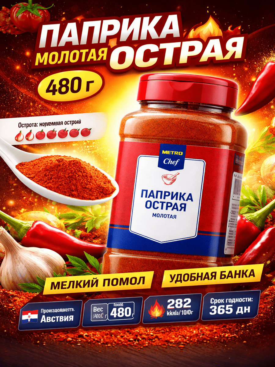 METRO Chef Паприка молотая острая, 480г