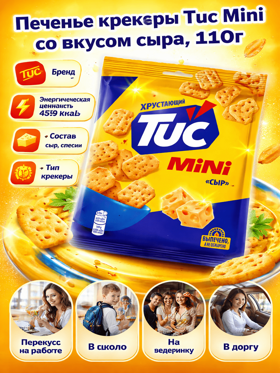 Печенье крекеры Tuc Mini со вкусом сыра, 110г