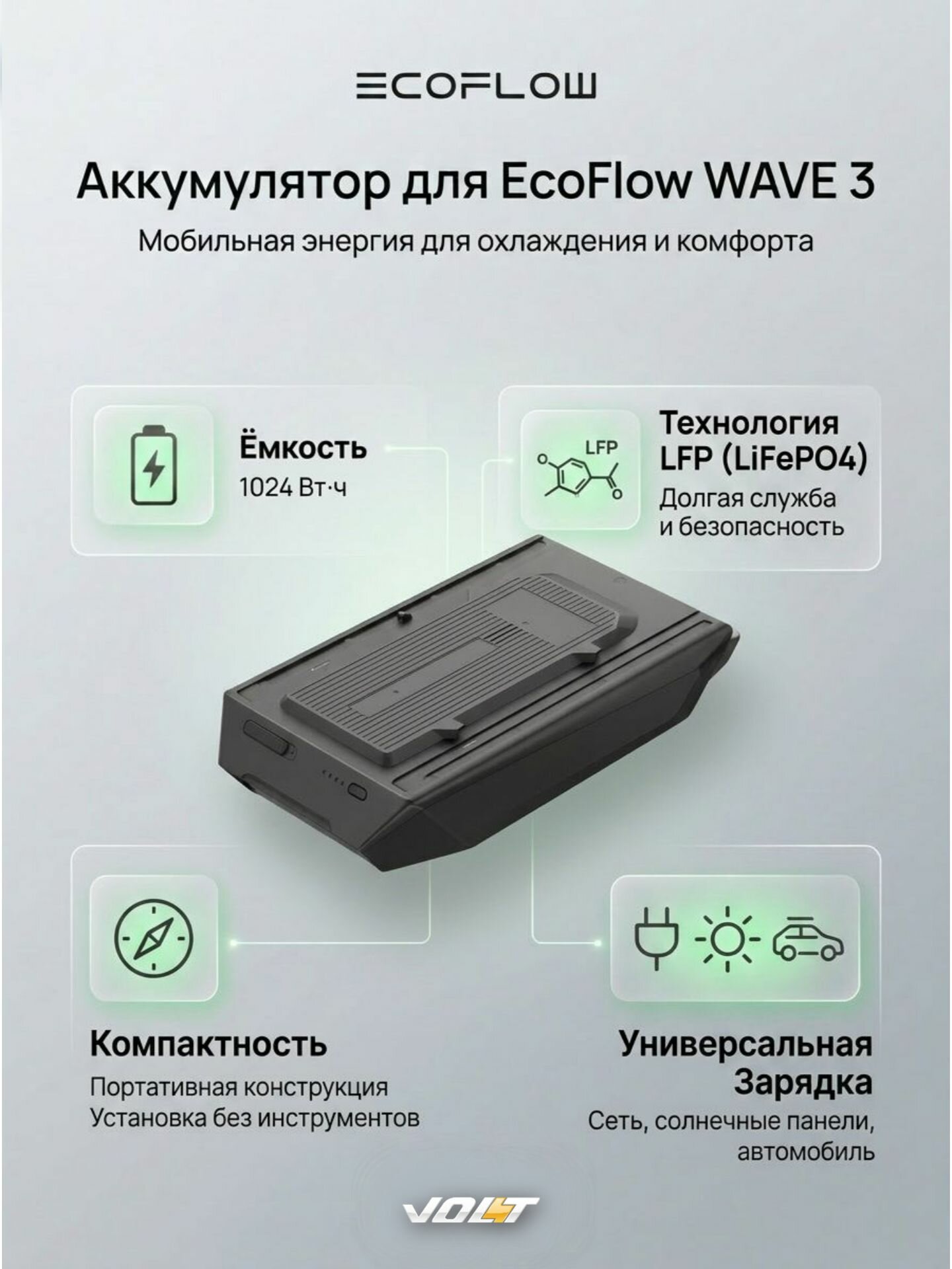 Аккумулятор для портативного кондиционера EcoFlow WAVE 3 Add-on Battery