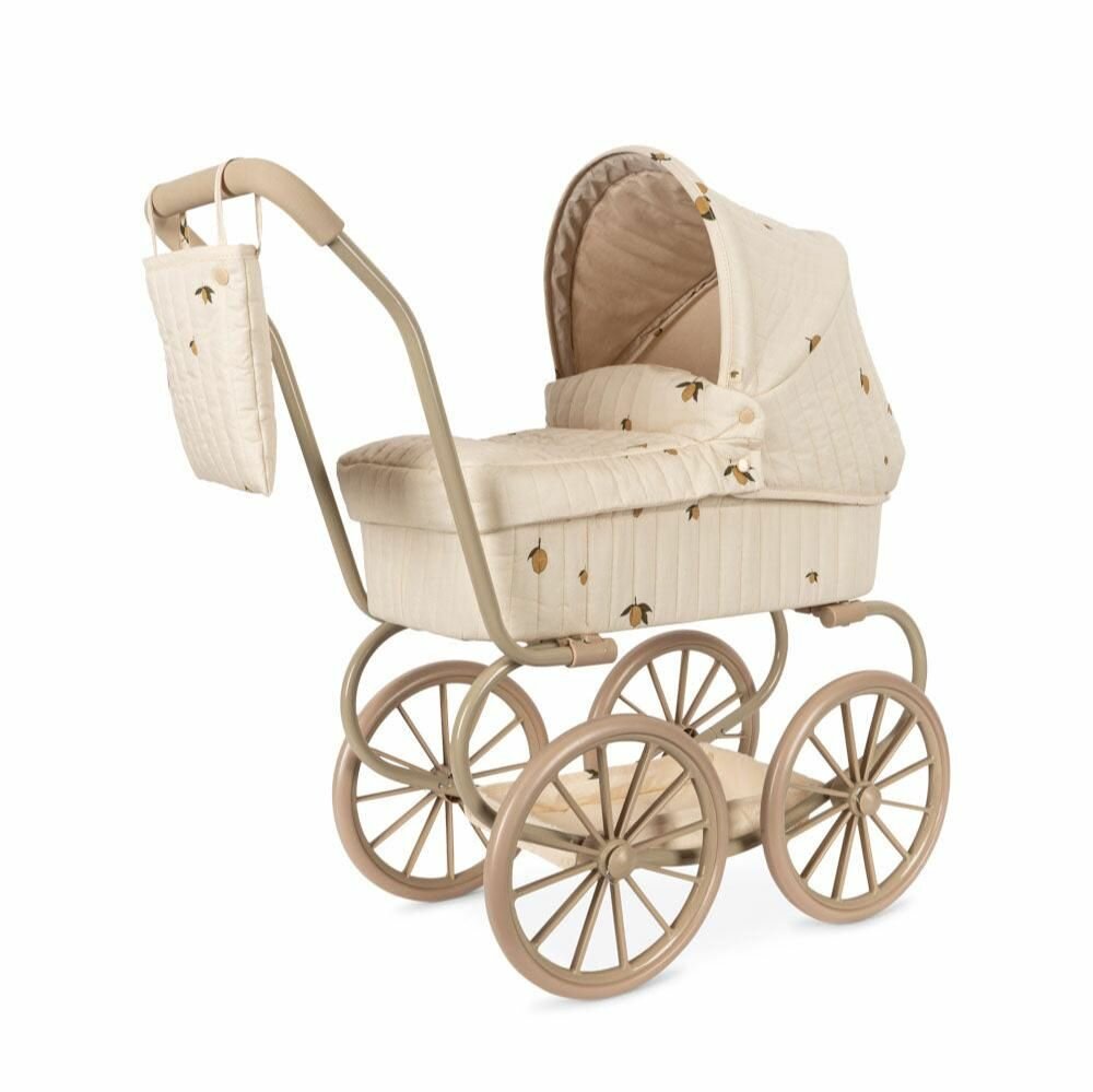 Аксессуар для кукол Konges Slojd - Кукольная коляска Minnie Lemon с лимонным принтом, размер 55 x 31 x 72 см - Конгес Слёйд KS101956-LEMON