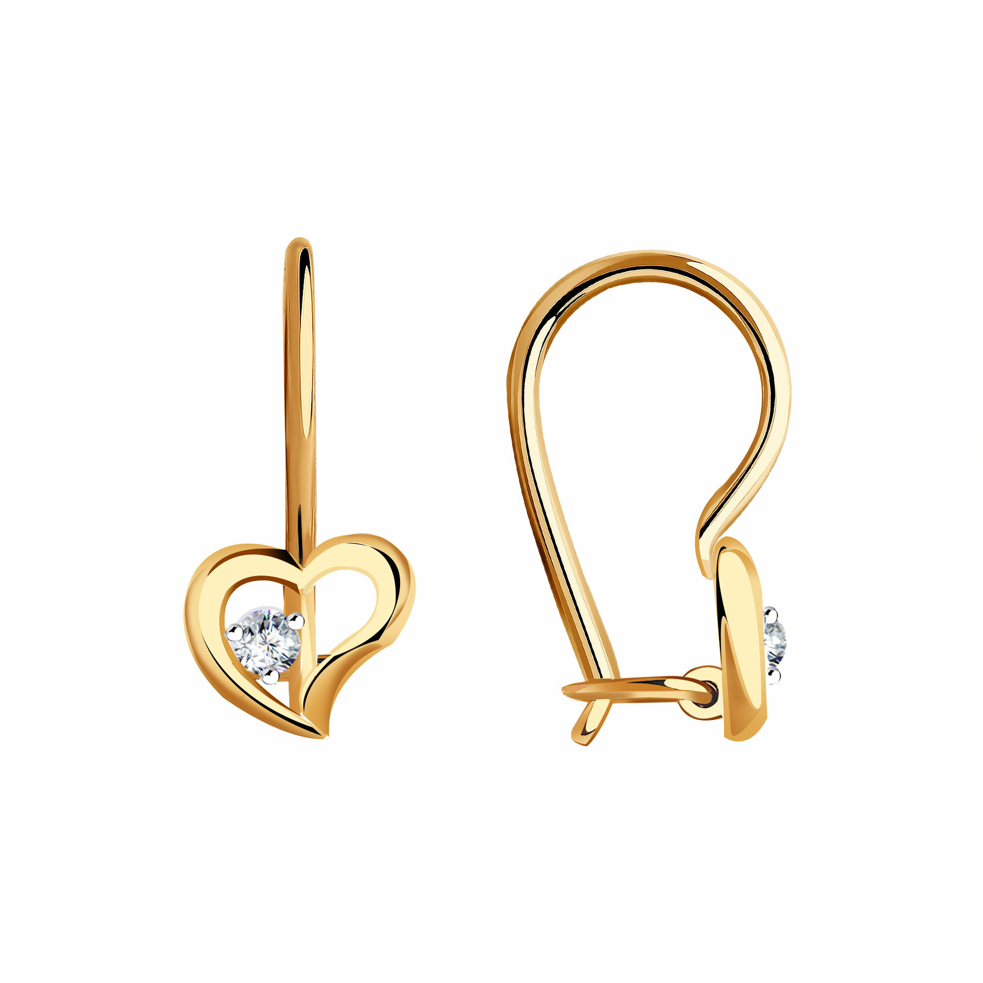 Серьги Diamant online, красное золото, 585 проба, фианит