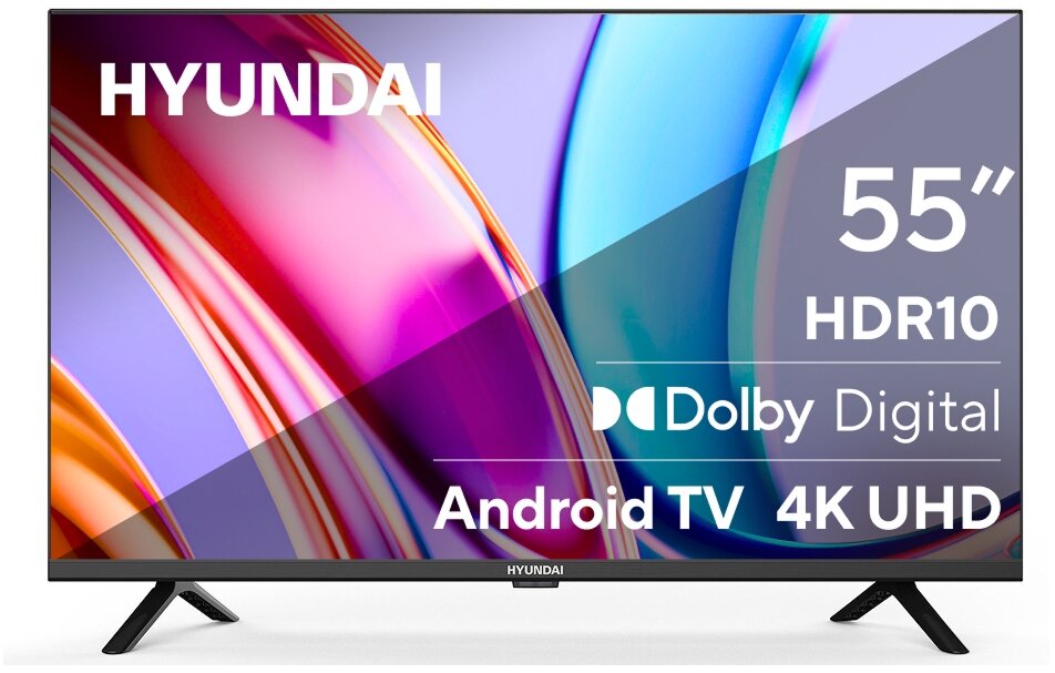 Телевизор LED Hyundai 55" H-LED55BU7006 Smart Android TV Frameless Metal черный/4K Ultra HD/60Hz/DVB