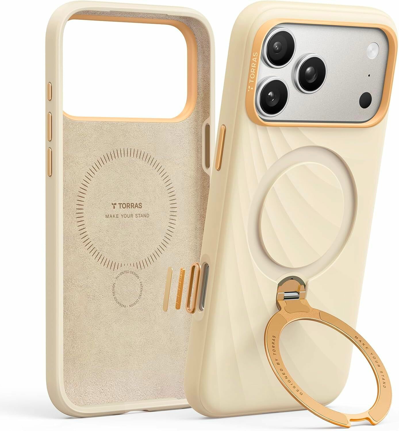 Чехол TORRAS Q3 Wind Flow для iPhone 17 Pro Max, изготовлен из жидкого силикона, совместим с MagSafe, имеет магнитную подставку, вращающуюся на 360 , и поддерживает управление камерой.