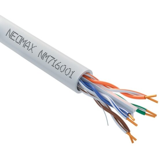 Кабель Neomax [NM716001] U/UTP cat.6 4x2x0.57, 23 AWG, Медь, внутренний, PVC, 305м, серый, Fluke Tes