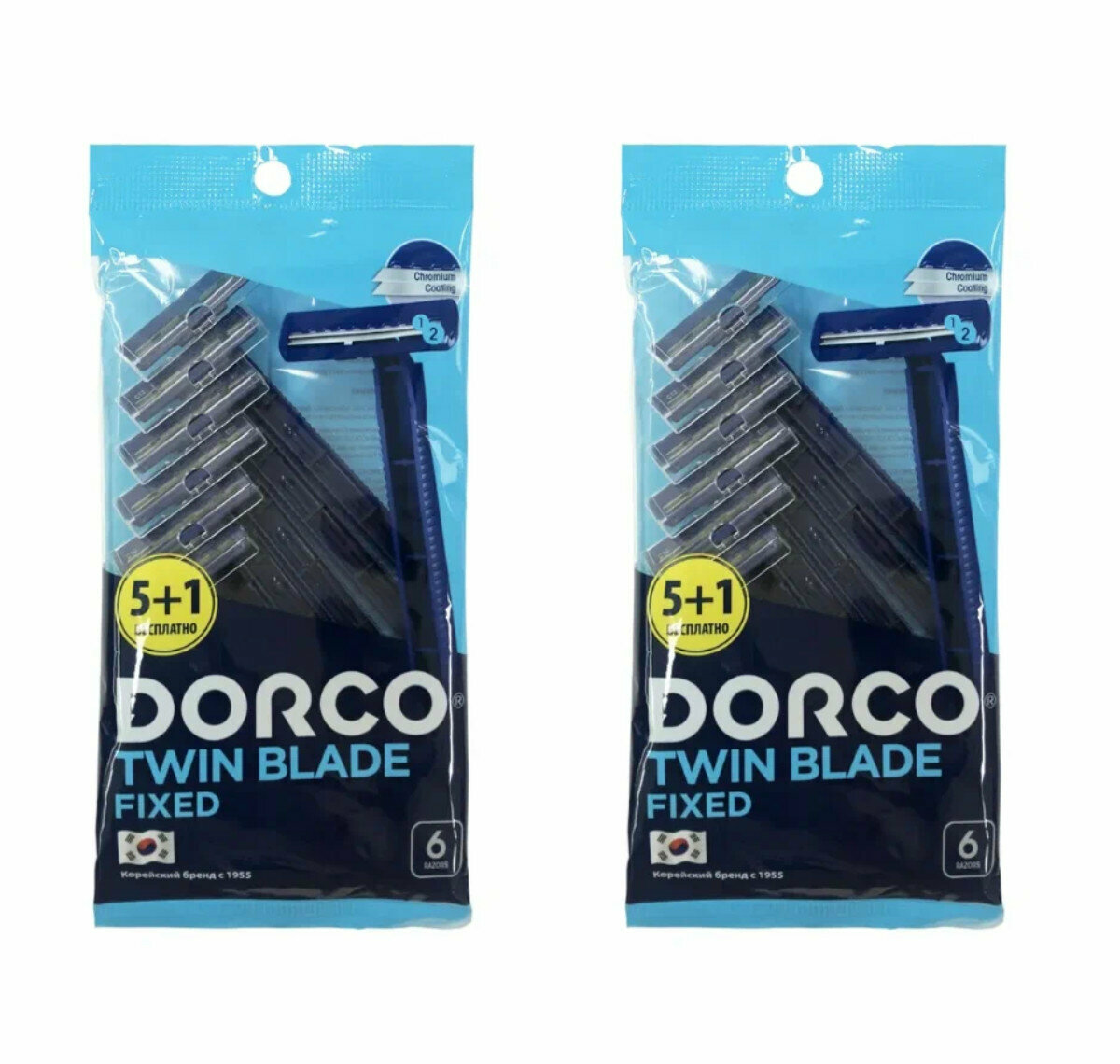 Бритва DORCO TWIN BLADE 6 штук, 2 уп.
