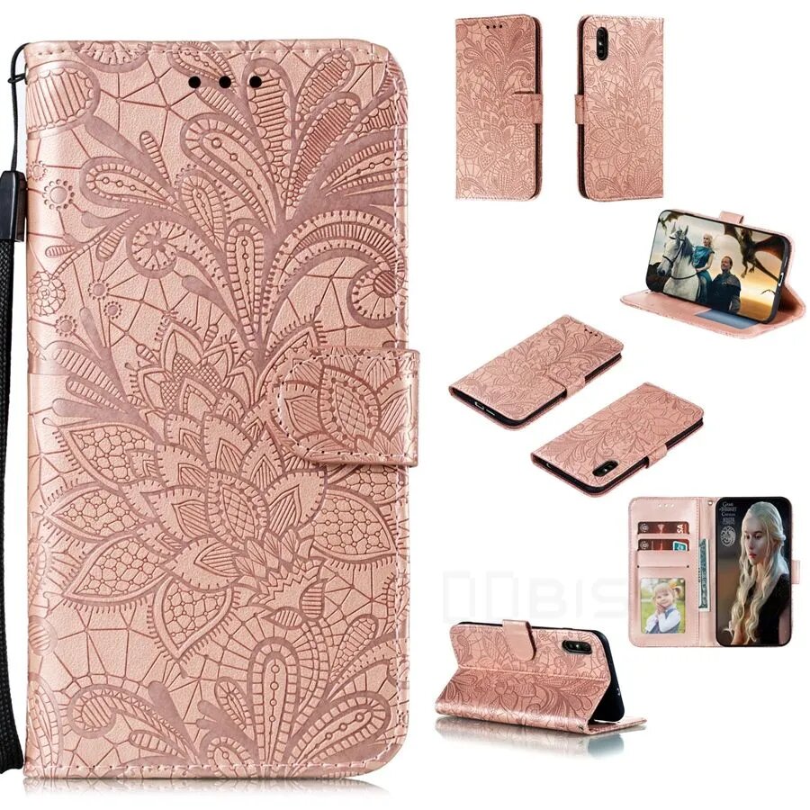 Чехол книжка на Xiaomi Redmi 9A чехол книжка с принтом для Сяоми Редми 9A Цветочный кожаный кошелек женская мода