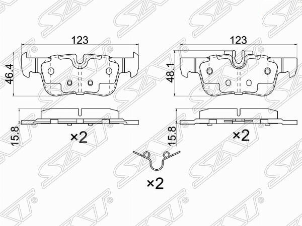 Колодки тормозные SAT ST-34216859917 сзади BMW X1 15-22 / 2-Series 17-