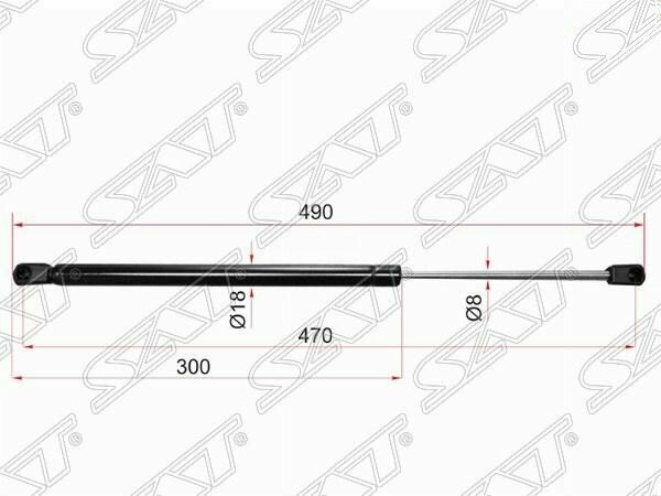 Амортизатор крышки багажника SAT ST-68950-02040 Toyota Corolla E120 00-07, Allex 01-06 справа=слева