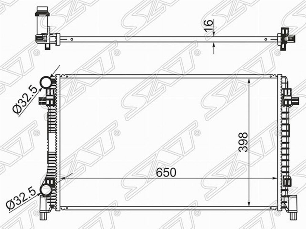 Радиатор SAT SD0007-3 Audi A3 12-19 / Skoda Octavia 12-20