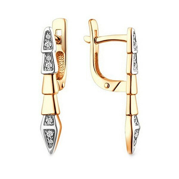 Серьги, красное золото, 585 проба, фианит