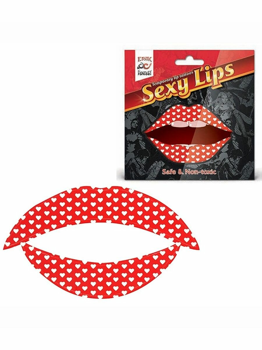 Временные тату-наклейки на губы LIP TATTOO Белое сердце