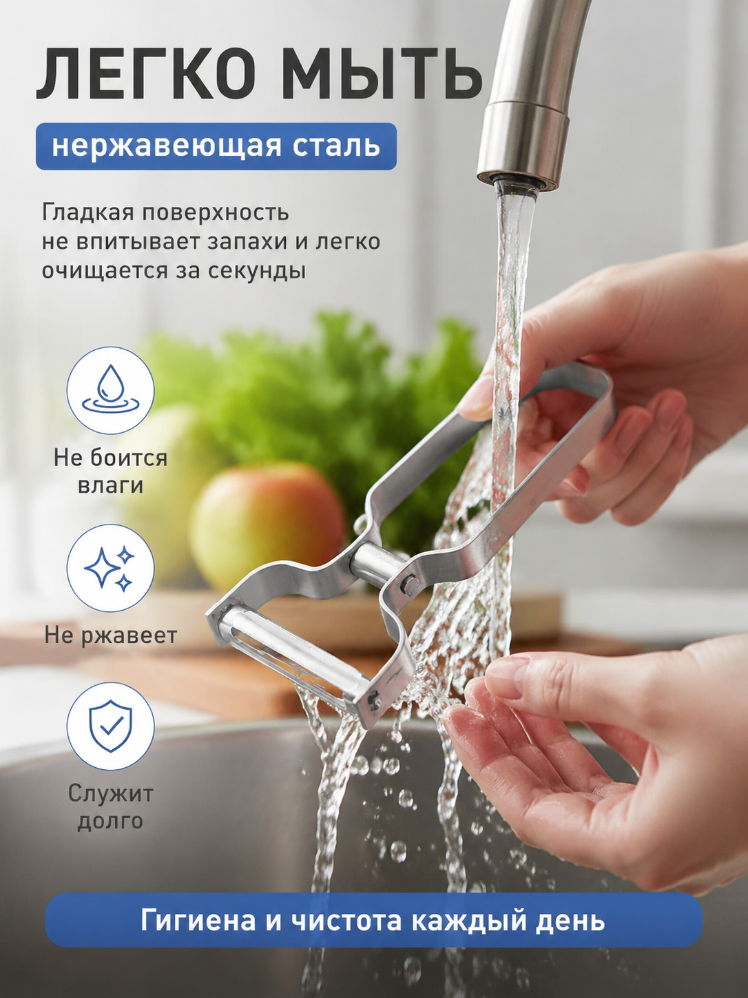 Многофункциональная овощечистка из нержавеющей стали для очистки фруктов и овощей