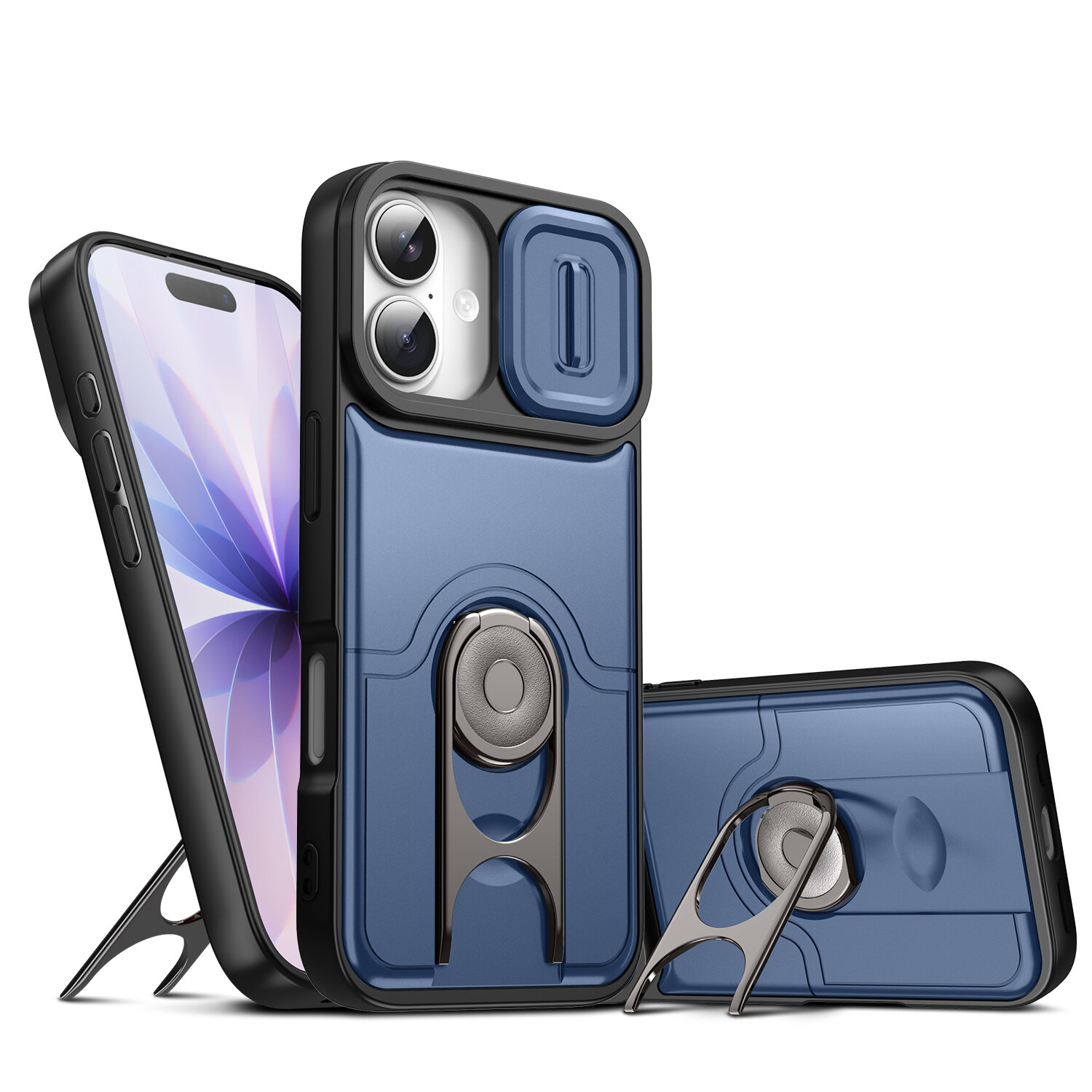 Чехол для Apple iPhone 17 / Айфон 17, soft touch, чехол-кардиомонитор, поликарбонат (PC), защита камеры, ударопрочный, встроенная подставка, усиленные углы, Apple, Apple iPhone 17, blue,