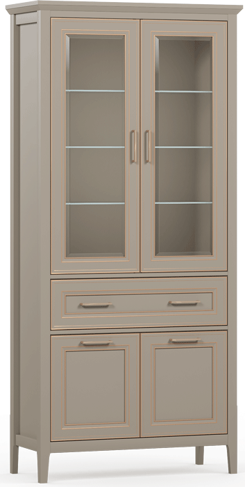 BRW Шкаф-витрина Классик/Classic REG2W2D1S Глиняный серый, Глиняный серый Глиняный серый, Глиняный серый