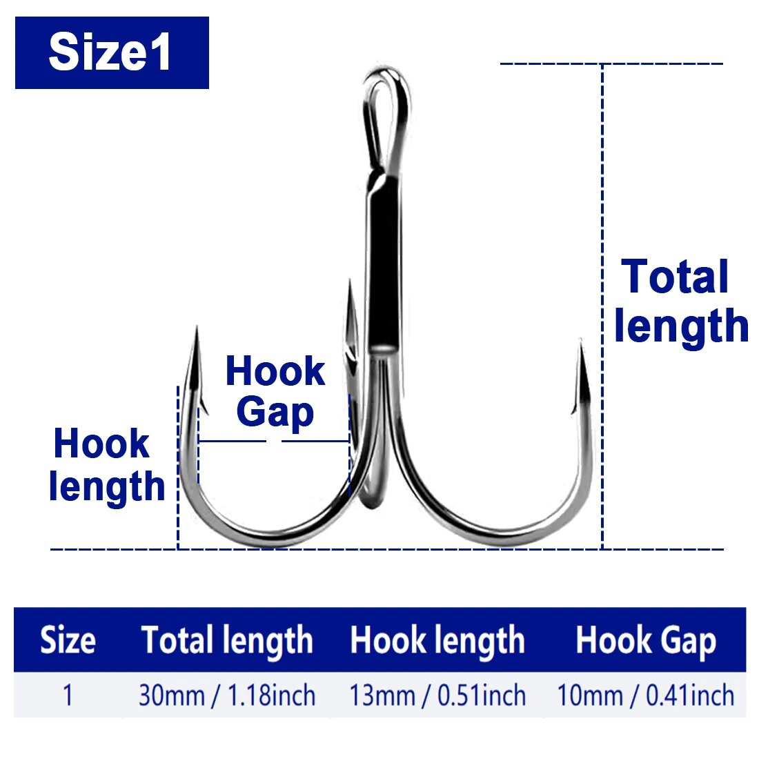 Тройные крючки FishTrip Size1, 50Pcs Bulk