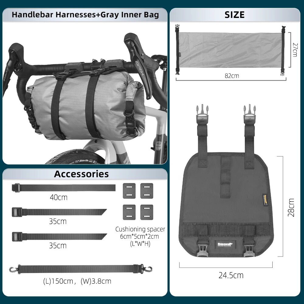 Rhinowalk RK9400 сумка на руль велосипеда 12л, серая