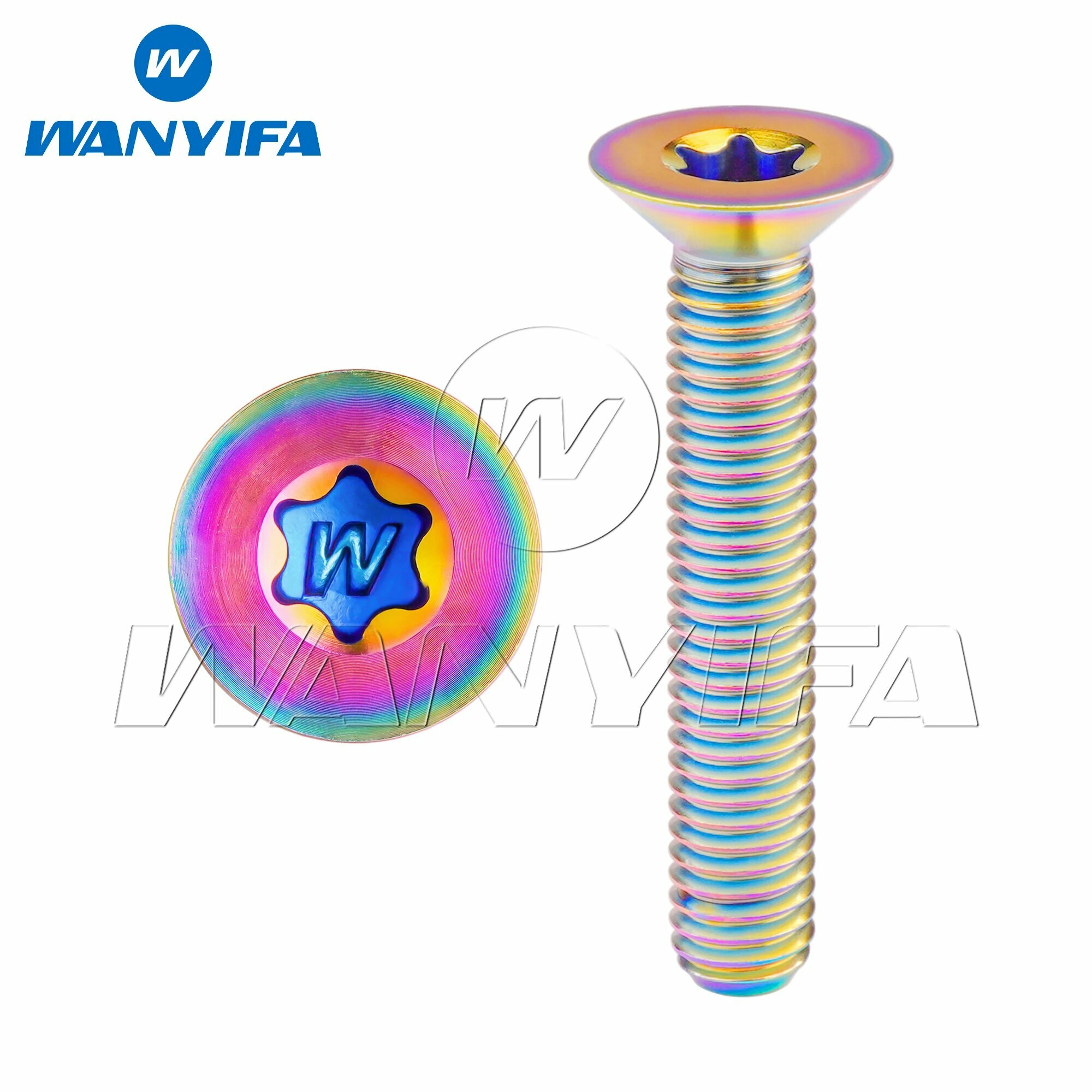 Титановые болты Wanyifa M6/M8 с потайной головкой Torx M6 T30, Мульти, Rainbow, 20mm