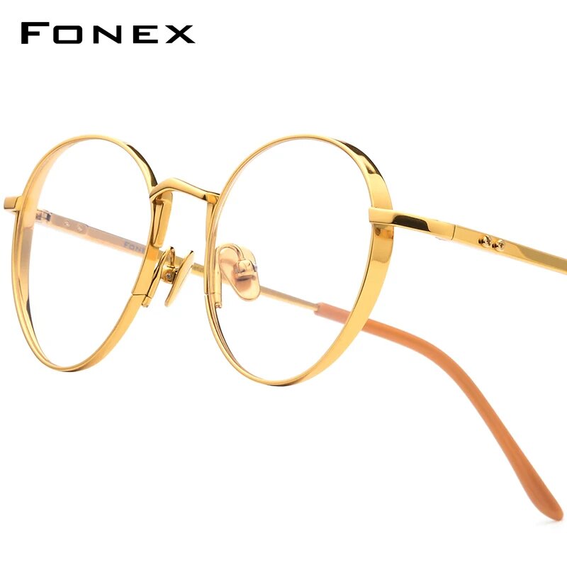 FONEX золотые круглые очки FONEX, оправа для очков