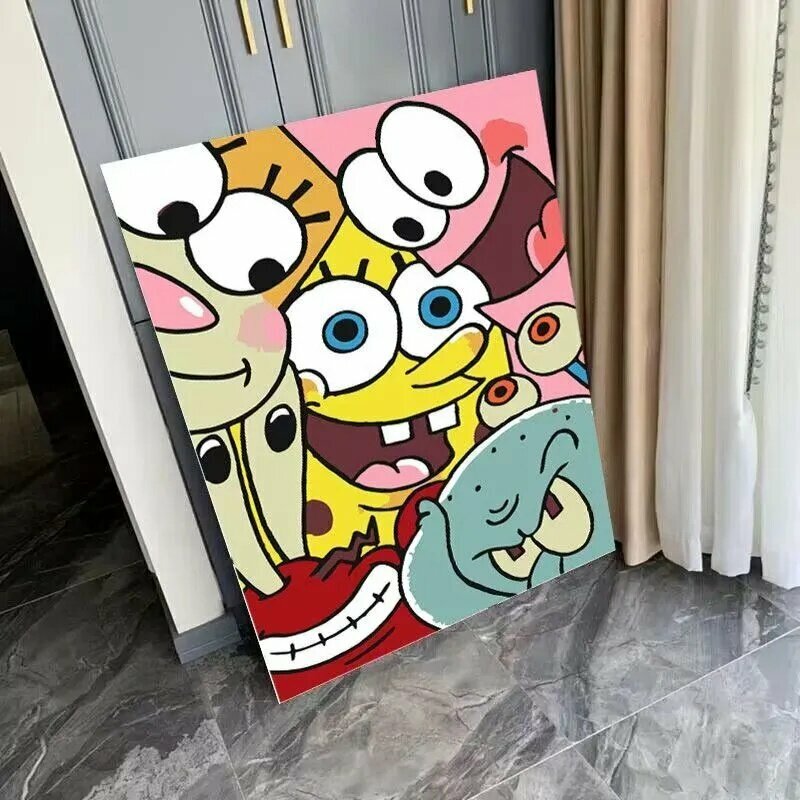Картина по номерам 30x40cm цифровая живопись маслом "Губка Боб Квадратные Штаны" безрамная конструкция
