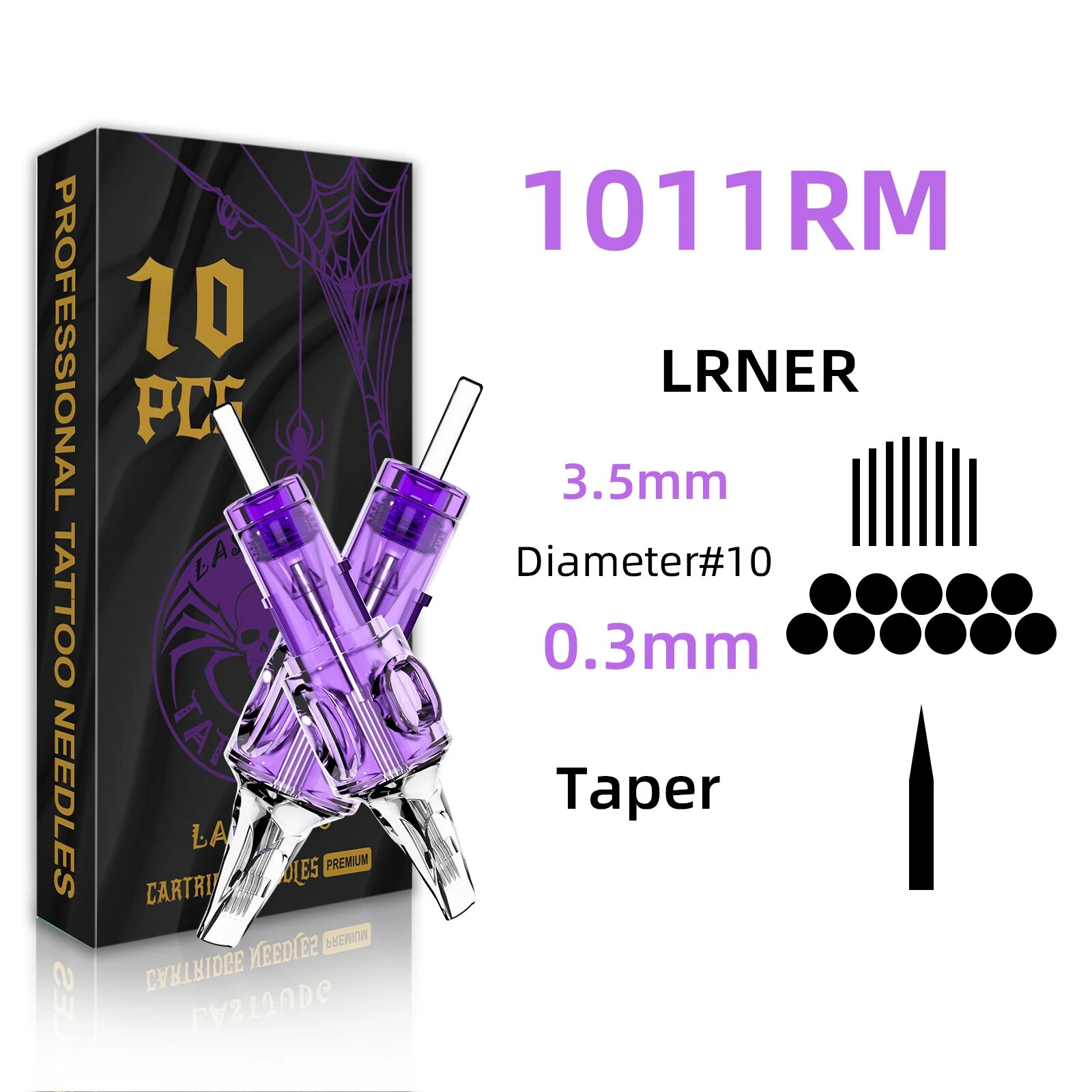 LASTJUDG Иглы для татуировки 1011RM, 10 шт.