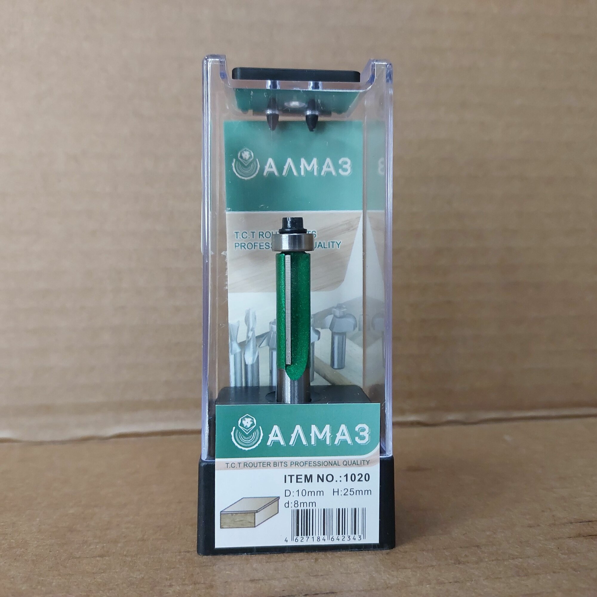 Фреза обгонная с нижним подшипником Алмаз 1020 D:10mm I:25mm d:8mm