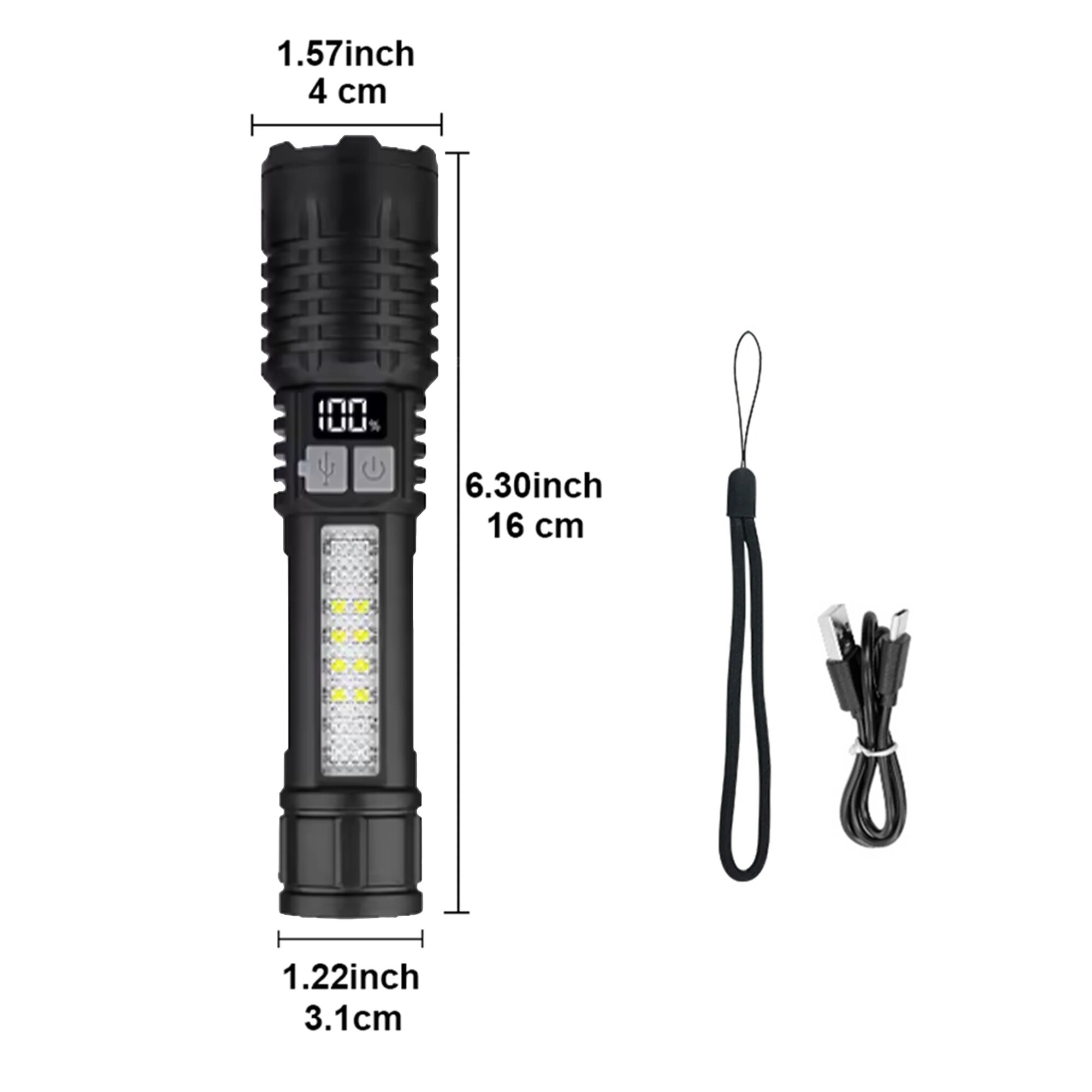 Тактический фонарь LED, 16 см, Emitting Color: Small Light