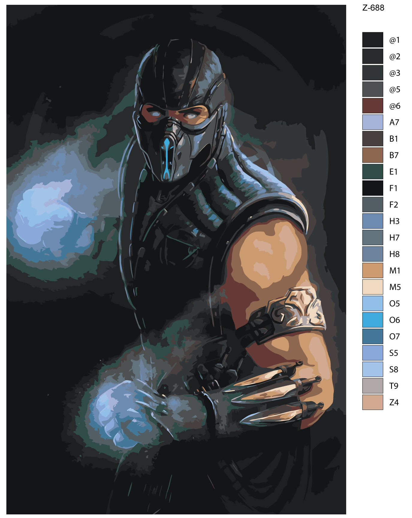 Картина по номерам Z688 "Саб-Зиро- Мортал Комбат(Mortal Combat) 80x120