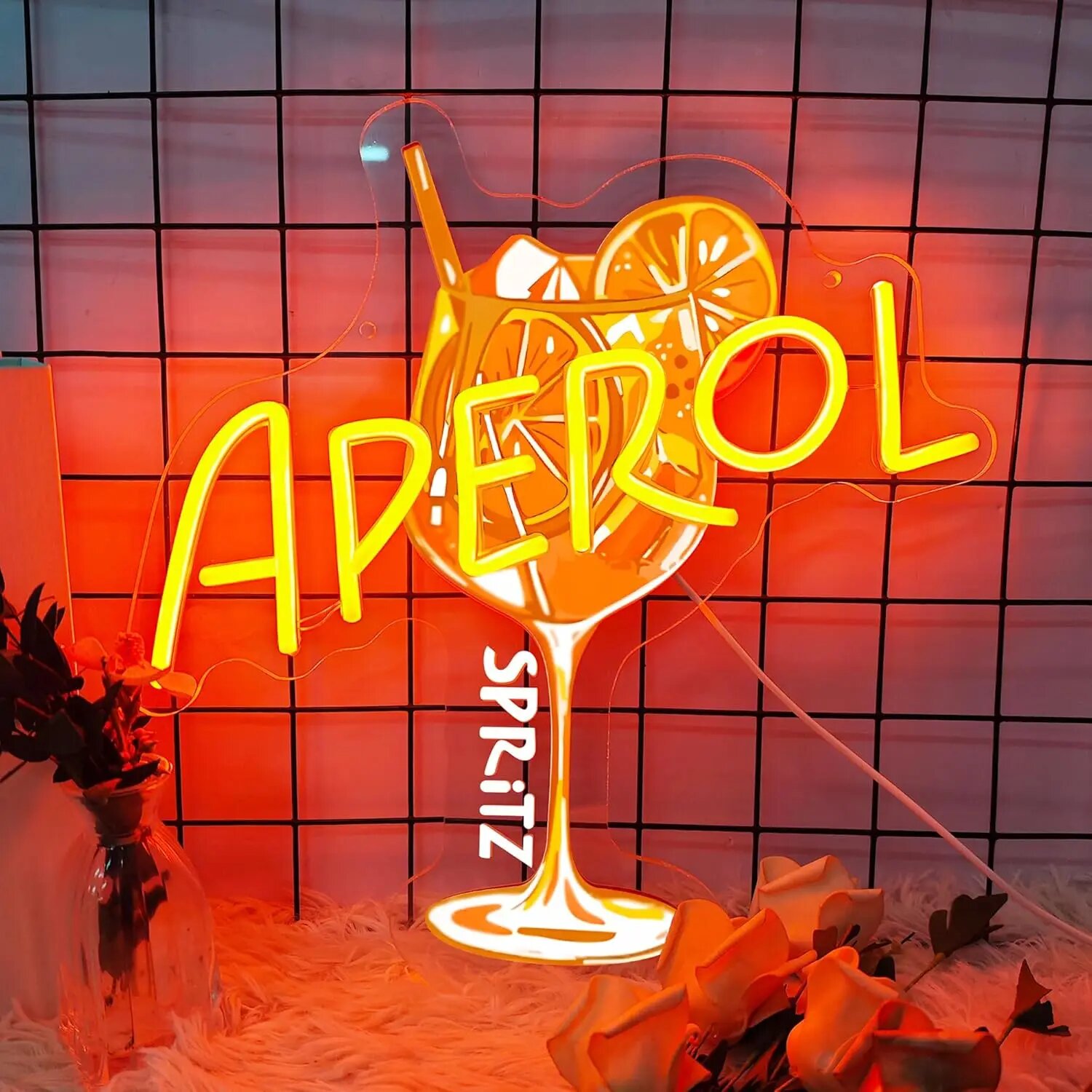 Неоновая вывеска Aperol Spritz, 34.3x35.5cm, оранжевый