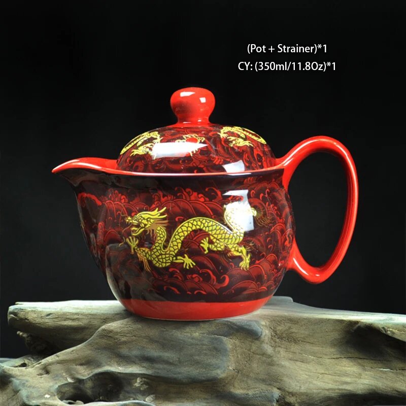 Керамический чайник Freeson 350 мл Красный, Red Dragon Pot