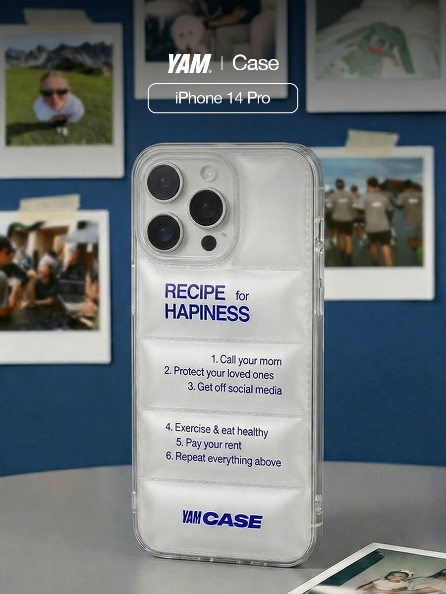 Чехол Yamcase, для iPhone 14 Pro, силиконовый, прозрачный, ударопрочный, белый