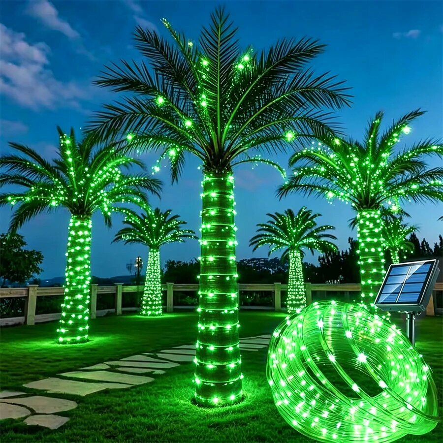 Солнечная гирлянда 10м, 100 LED, зеленый свет