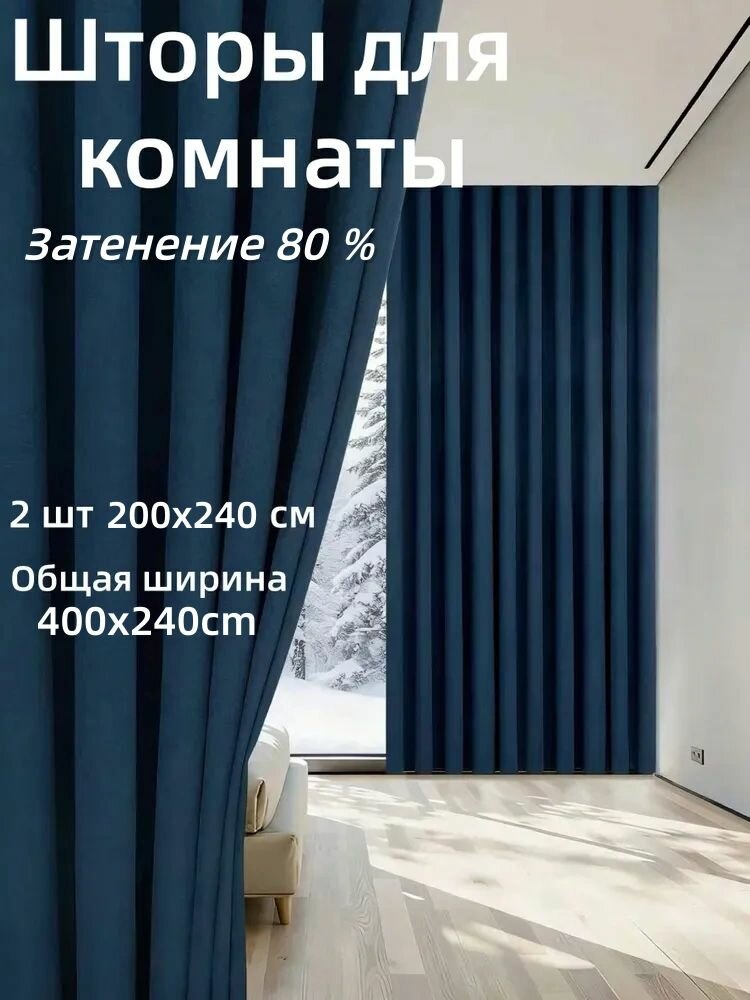 Шторы Blackout Комплект штор Blackout 240x400 см, темно-синий